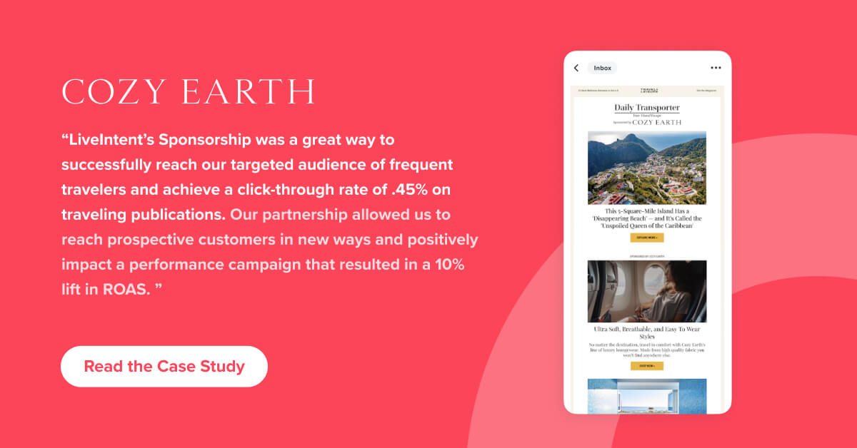 Cozy Earth achieves a CTR of .45% and a 10% lift in ROAS - LiveIntent